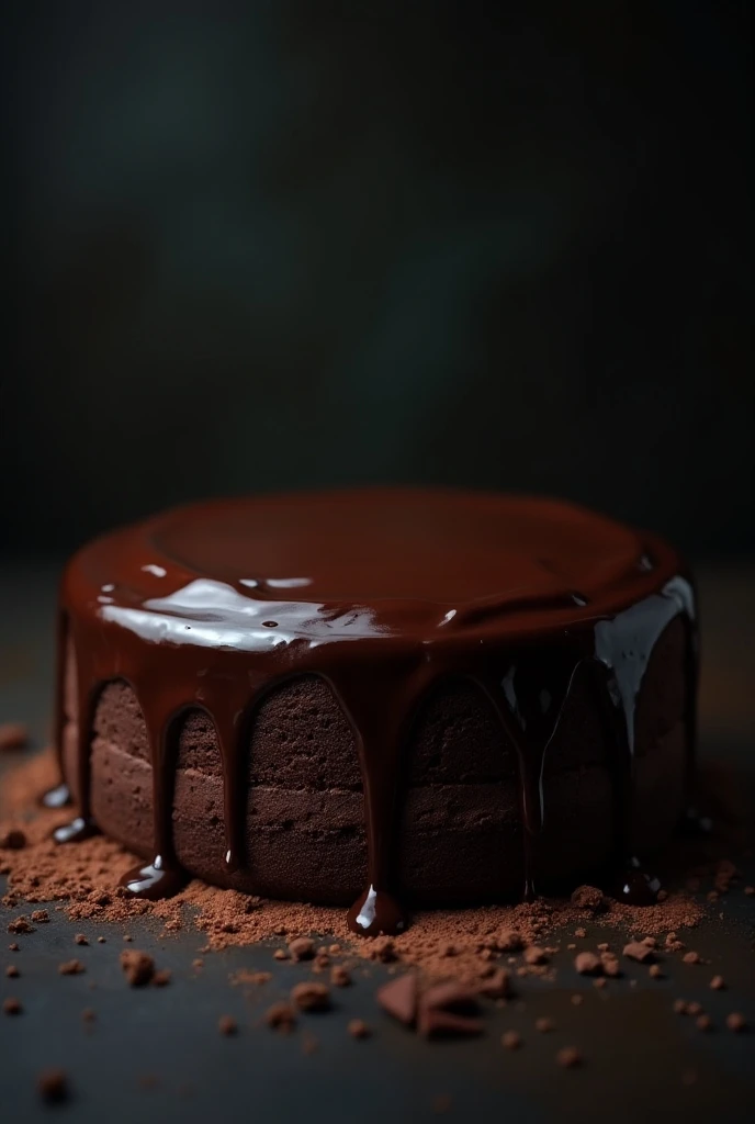 Cinematic chocolate scene, chocolate cake, dark background, high ...