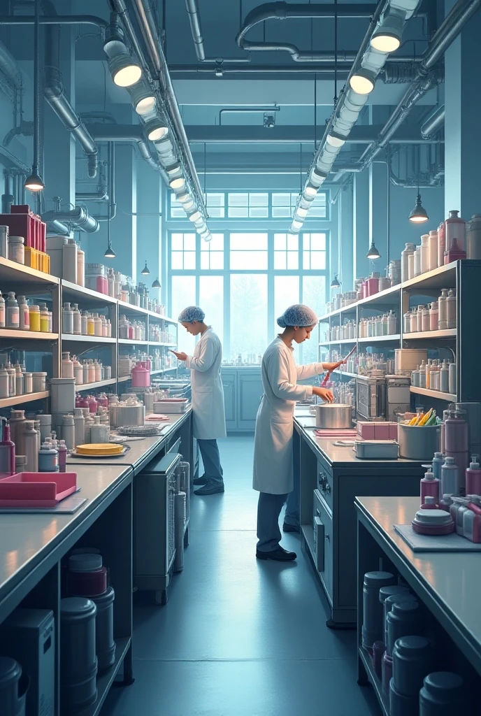 Cosmetics factory inside - SeaArt AI