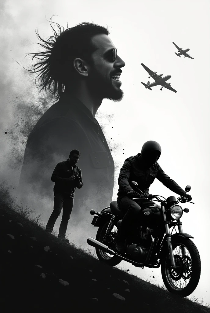 Create a wallpaper with airplanes, bikers , encavas , aushen ride ...