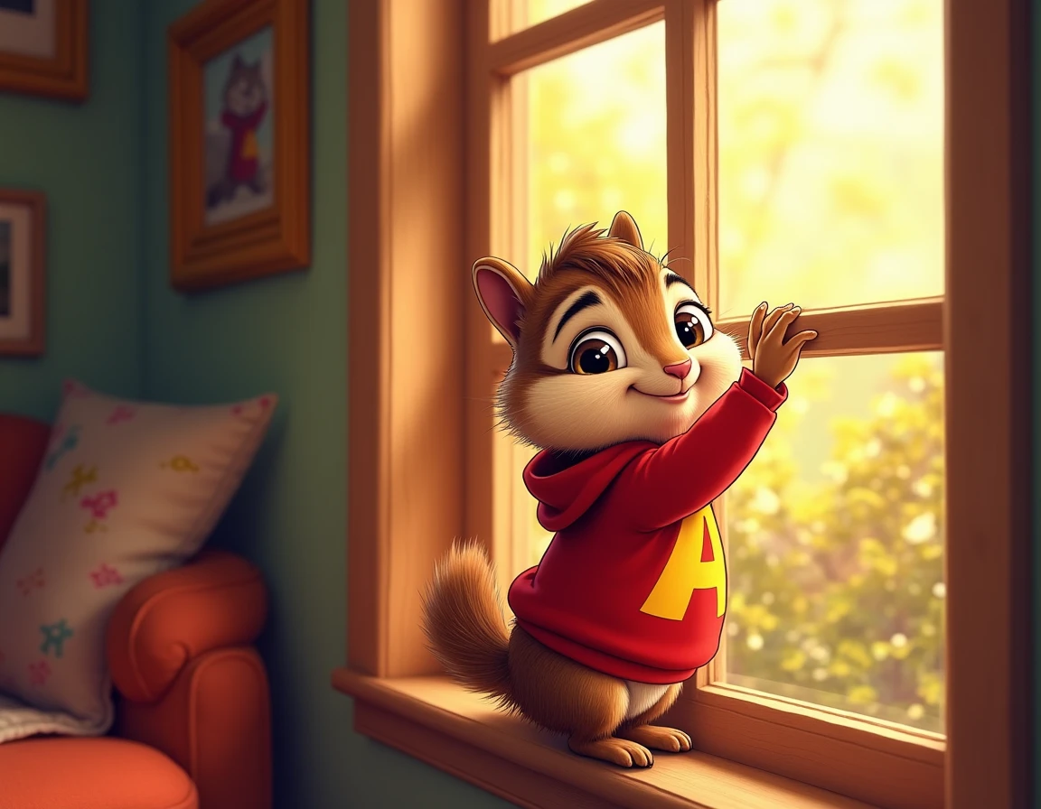 Alvin from the Chipmunks movie, 4K, Cartoon , looking out the window ...
