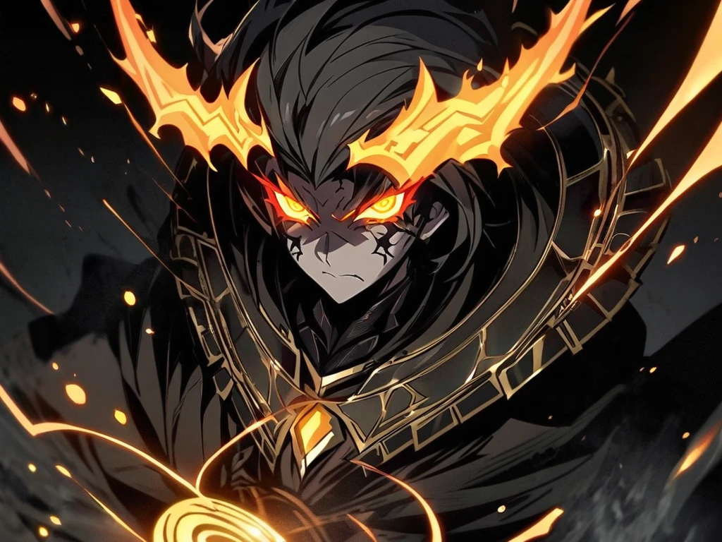 Hair: C Eyes : Flaming eyes of intense red , with a golden glow on the ...