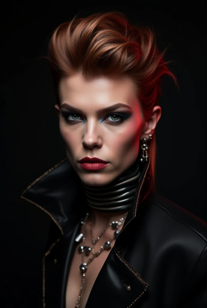 A 23-year-old male boy Drag full body. You must look like David Bowie ...