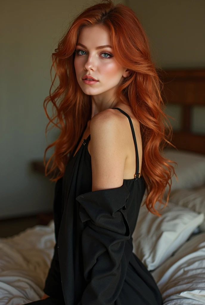 Beautiful 22 year old reddish haired girl, long, green-eyed - SeaArt AI
