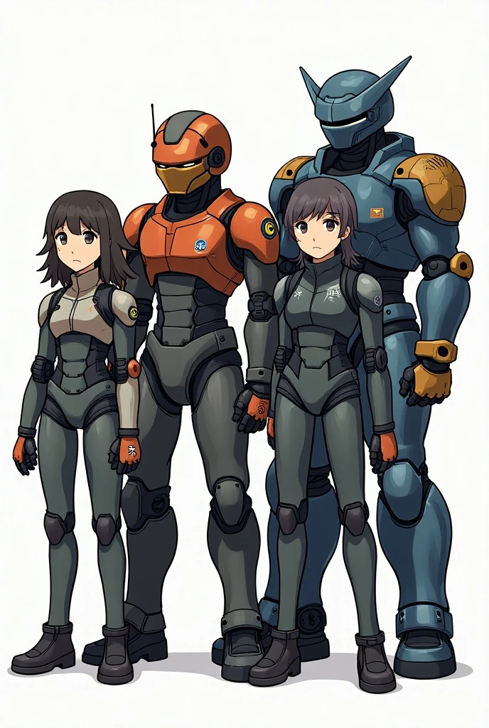 a group of four cartoon characters standing side by side, Concept art ...