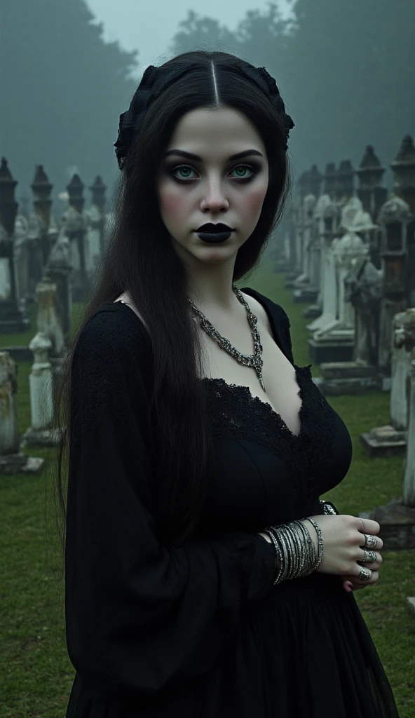 Imagine a full body gothic woman with sublime features, a perfectly ...