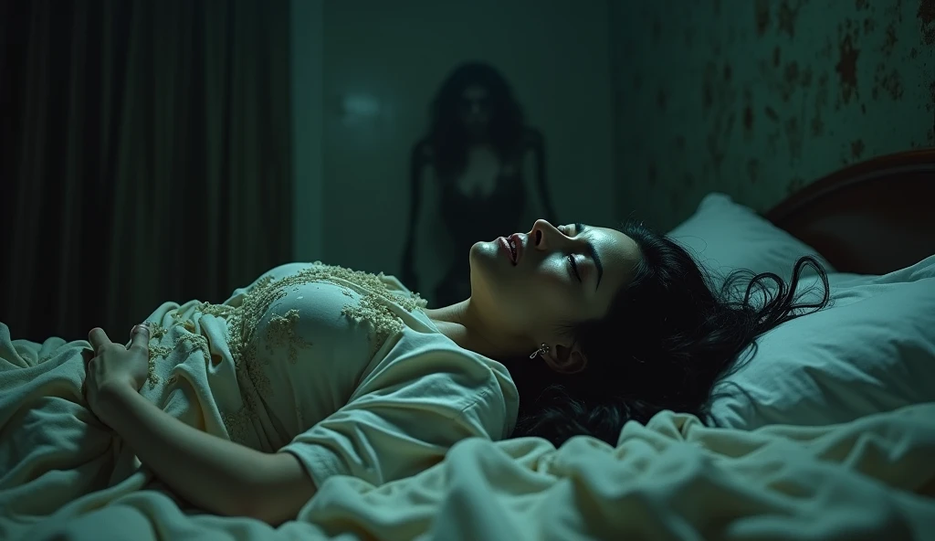 Possessed woman in bed - SeaArt AI