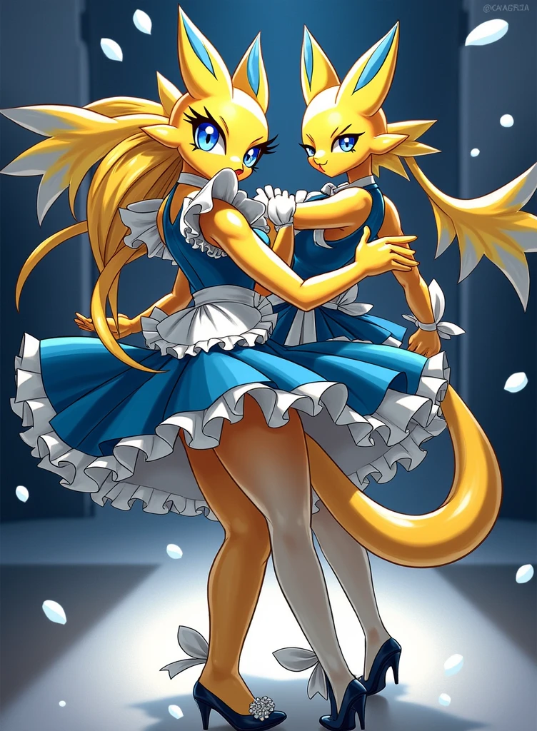 Pokemon zeraora maid outfit blue eyes sexy pokemon - SeaArt AI