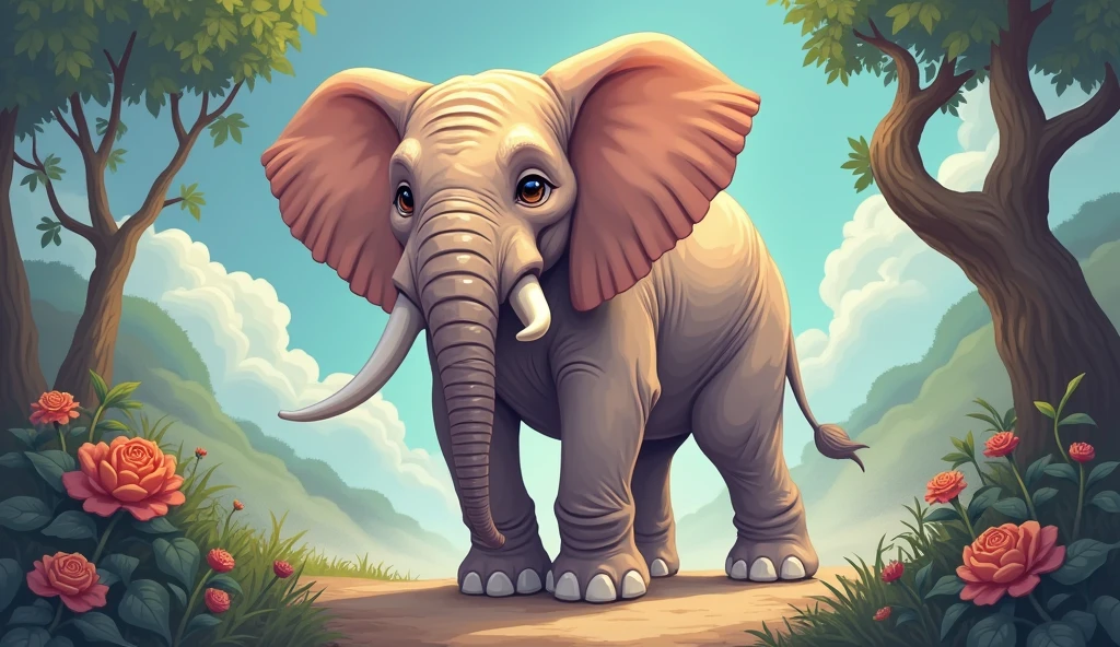 Pearl Elephant : ( in a determined way ) Don't worry, friends - SeaArt AI