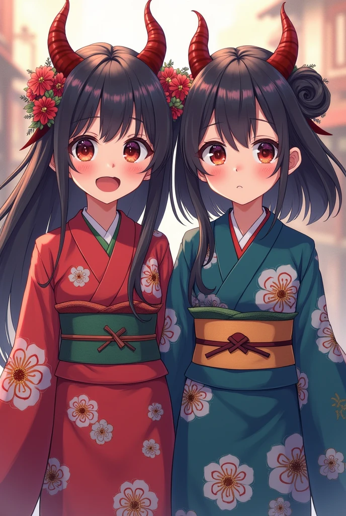 anime beautiful girl twin sisters、 elementary school students The upper ...
