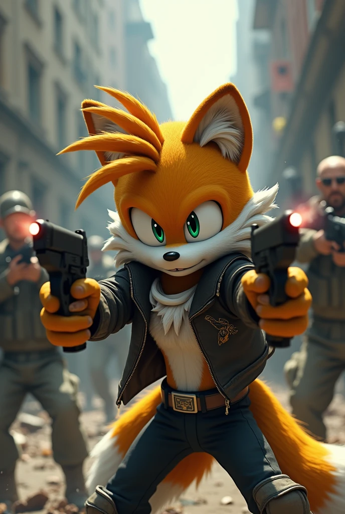 Tails, Miles Prower, he look like John Wick and held two pistols in two ...