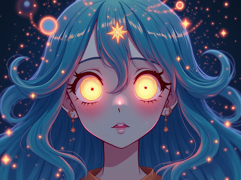 Anime Studio Ghibli, cute cosmic goddess, glowing eyes, universe in ...