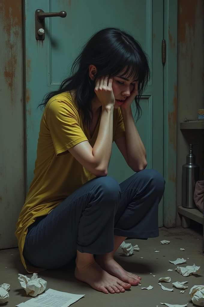 Woman in vulgar clothing errant , sad at home that nothing works out in ...