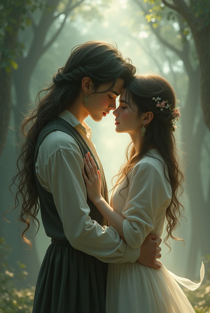 Soul girl hug the boy - SeaArt AI