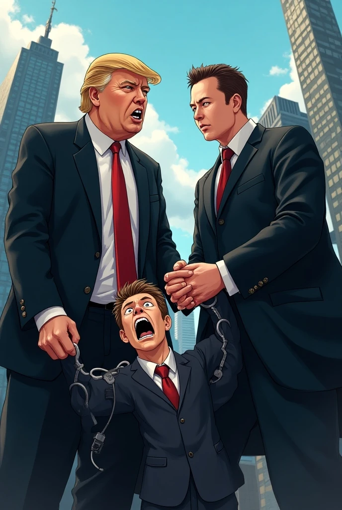 Anime of Donald Trump and Ellon Musk handcuffing and arresting ...