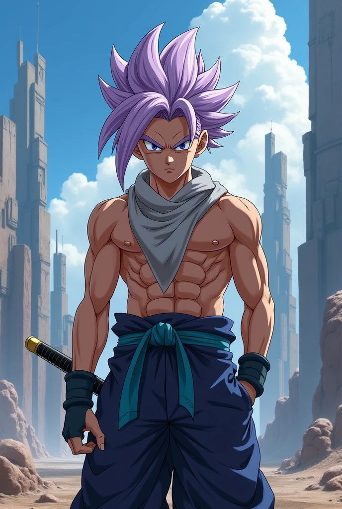 Future trunks standing straight with both hand in his pocket - SeaArt AI