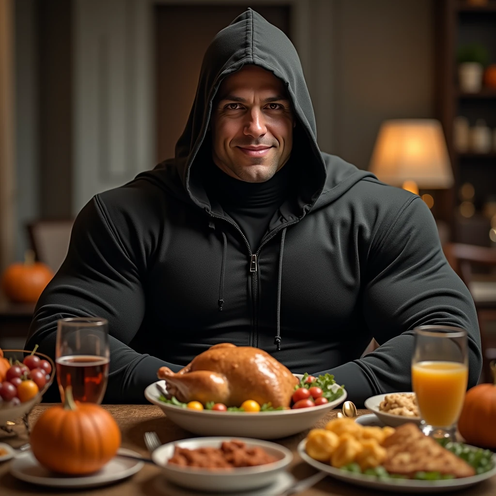 A professional muscular bodybuilder sitting in a modern luxurious room ...