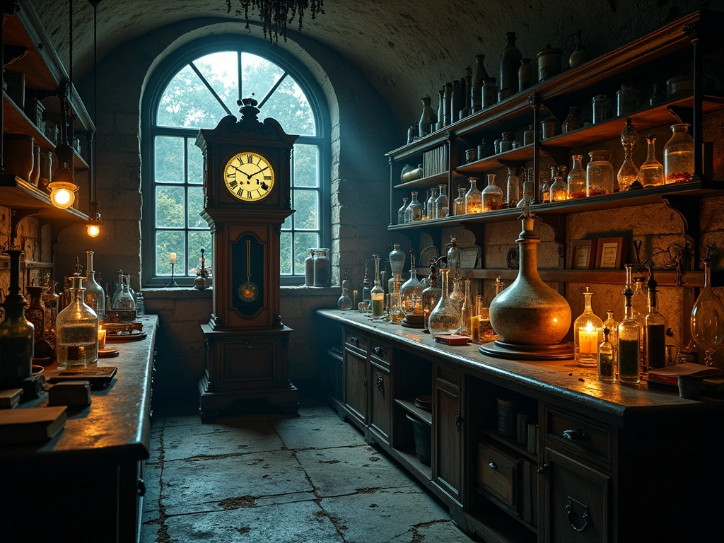 Victorian-era laboratory in the basement of an old London house - SeaArt AI