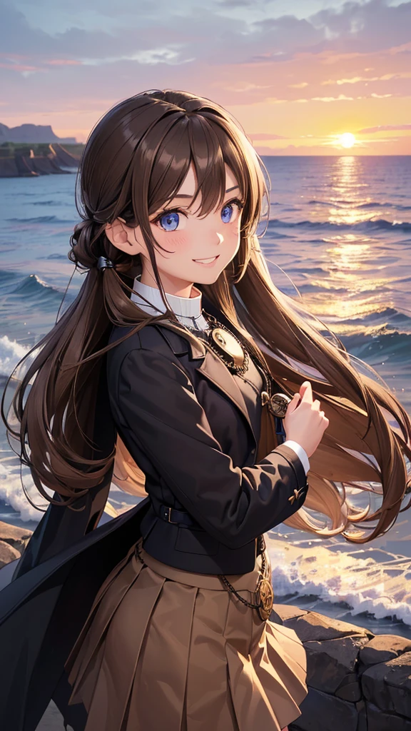 (( black long coat)), very beautiful teenage girl,(16k, super high ...
