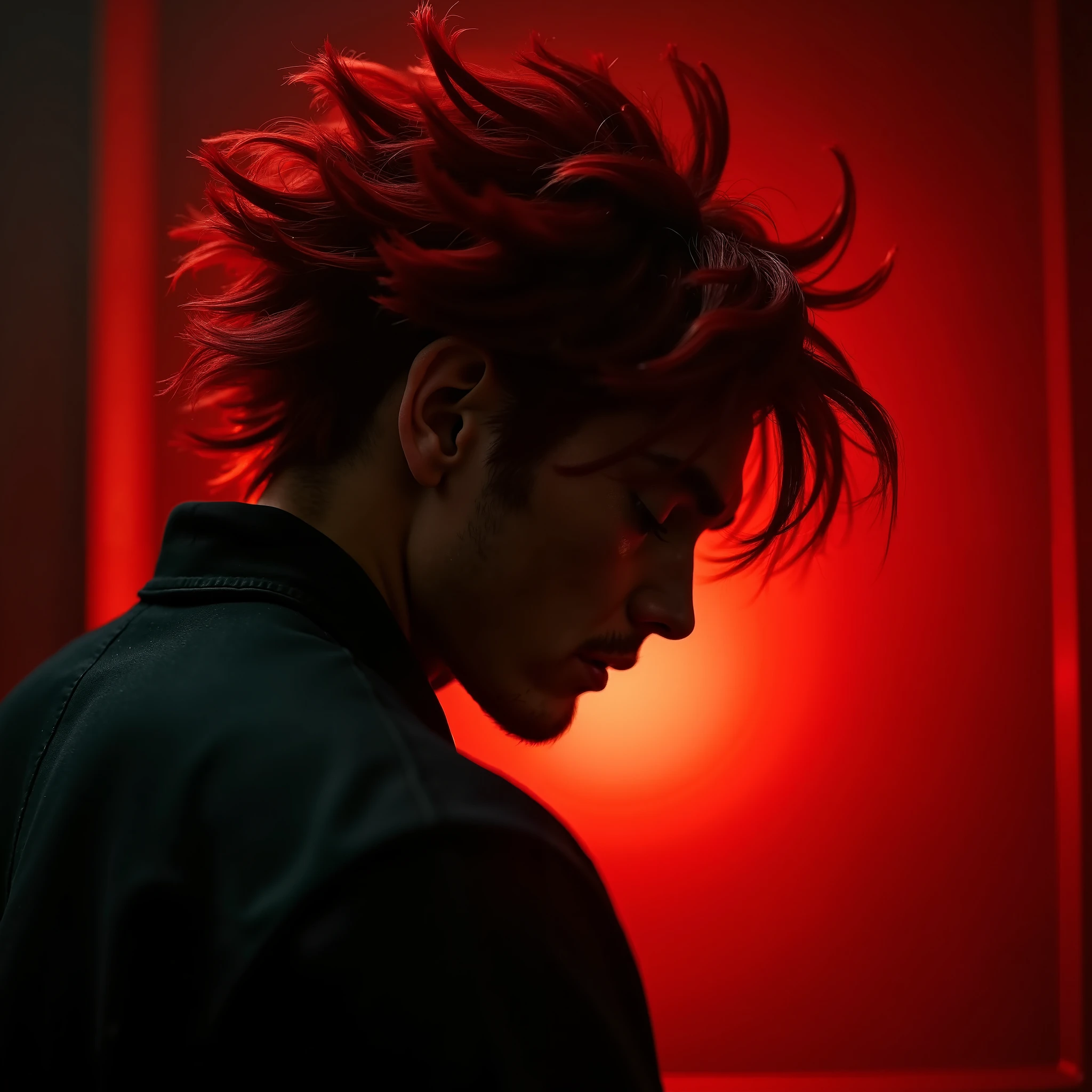 Cinematic action scene, Male character, red hair , dragon ball ...