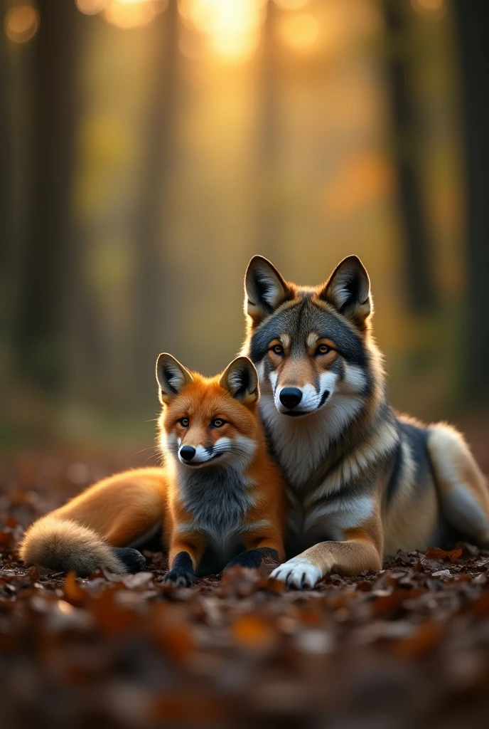 A mesmerizing portrait in the foreground of a beautiful orange fox and ...