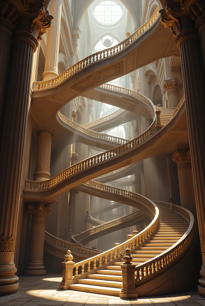 The descending staircase and the ascending staircase are connected - SeaArt AI