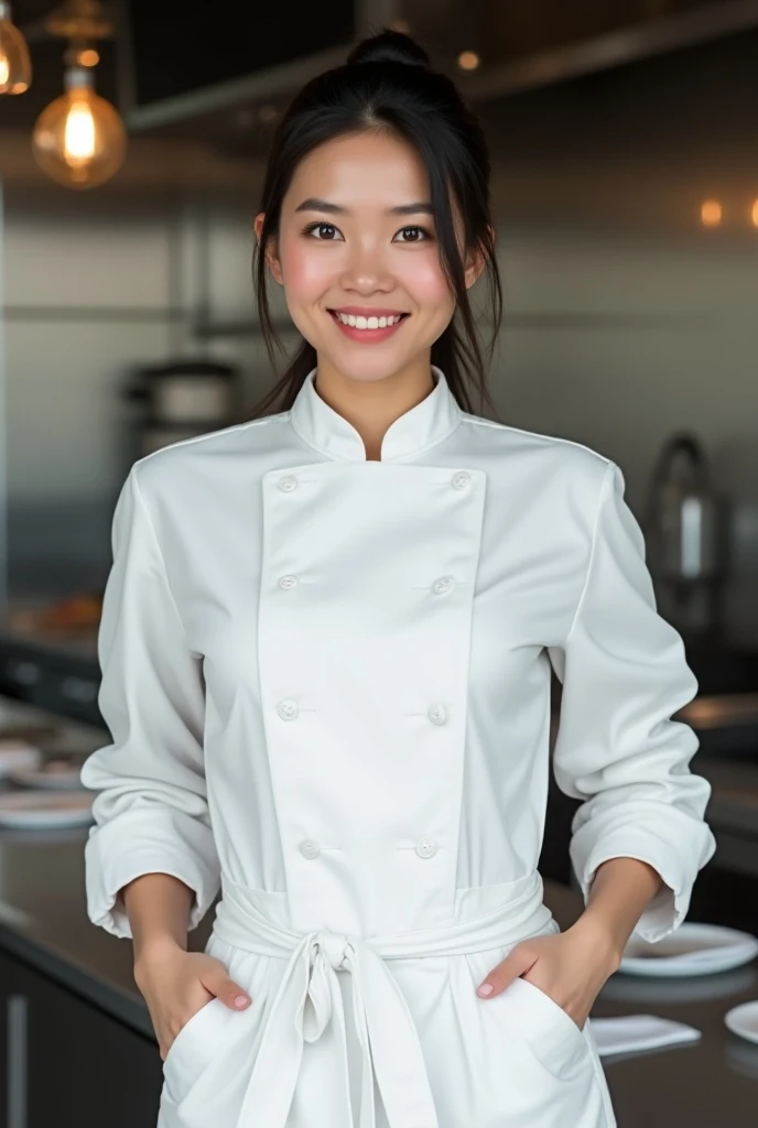 Full White Chef Filipina Mockup - SeaArt AI