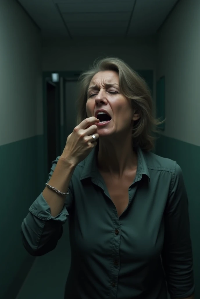 Woman spitting up phlegm - SeaArt AI