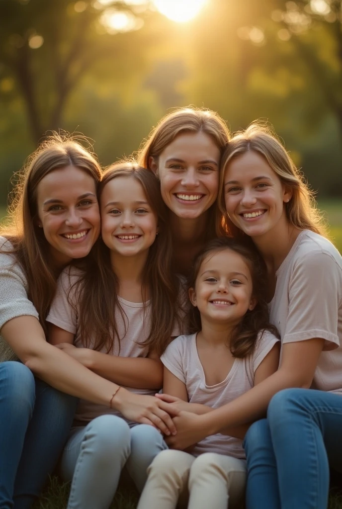 "Photograph of a group of friends or family, (warm smiles, joyful ...