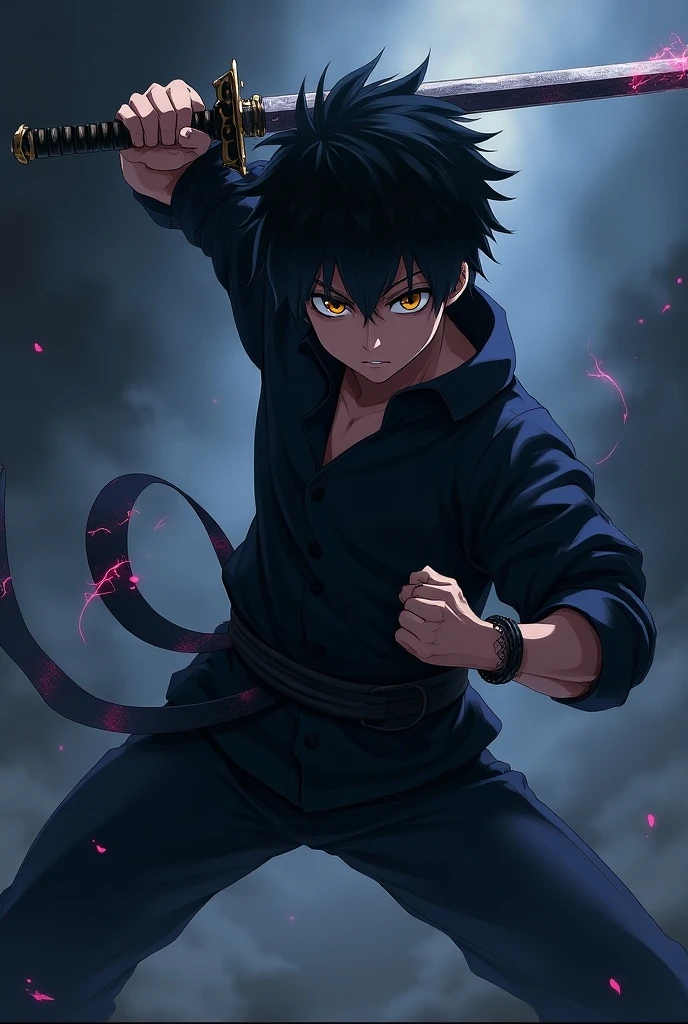 The anime character is a boy with a short black hair color and uses the ...