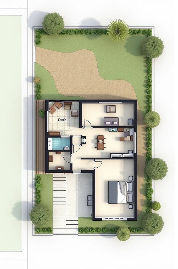 Site development plan of a propose loft house that has shed roof with ...
