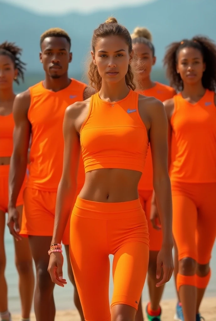 Group photo of s wearing orange sportswear - SeaArt AI