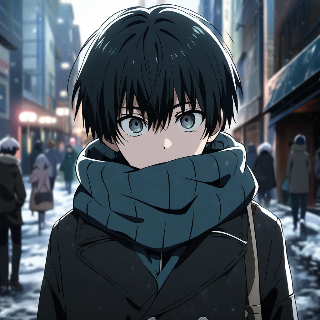 anime style, Ken Kaneki, cold weather, dark colors, model dark - SeaArt AI