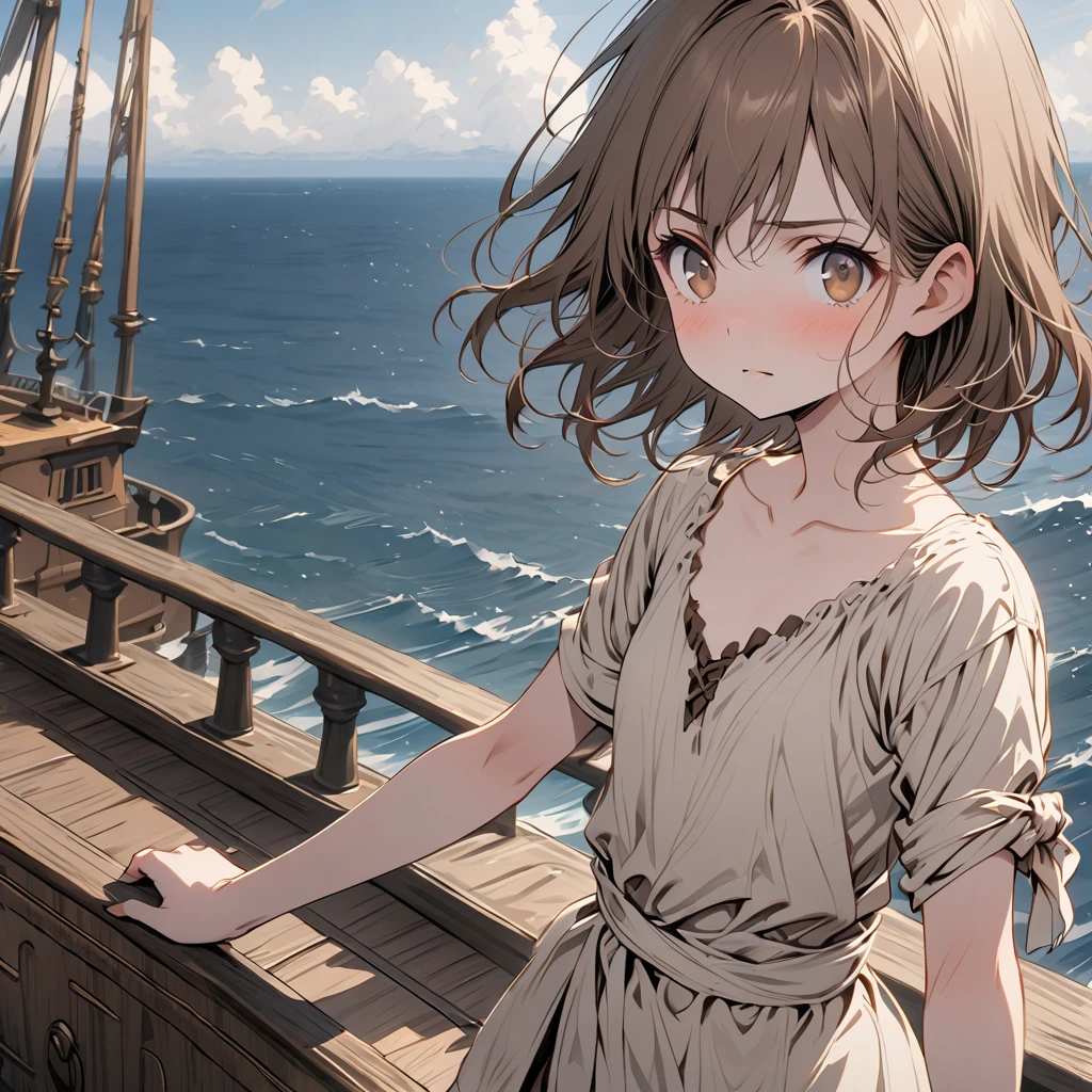 Female, Manish apperance, Brown hiar tied up in a mesy bun, Brown Eyes ...