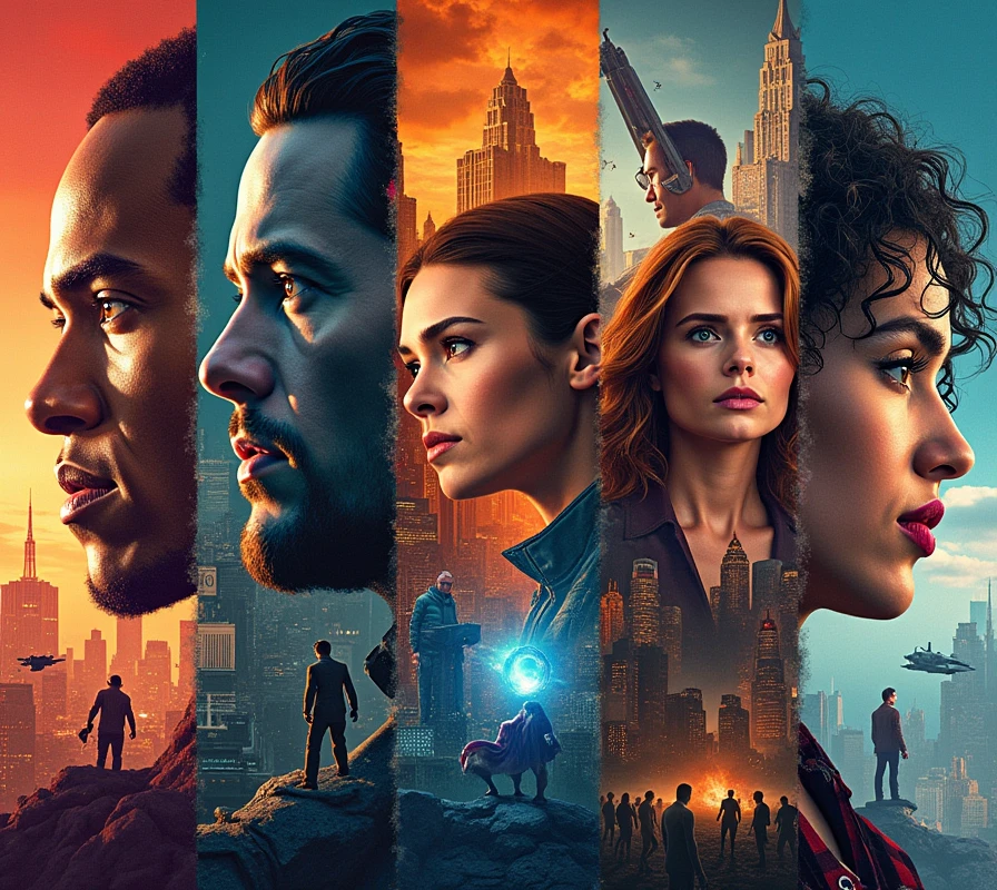 different posters of series & movies together - SeaArt AI