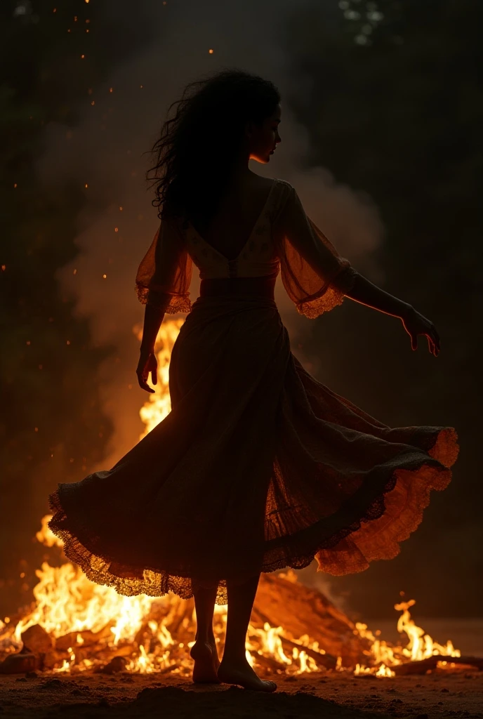 A gypsy woman with black skin and long hair, blacks and curly - SeaArt AI