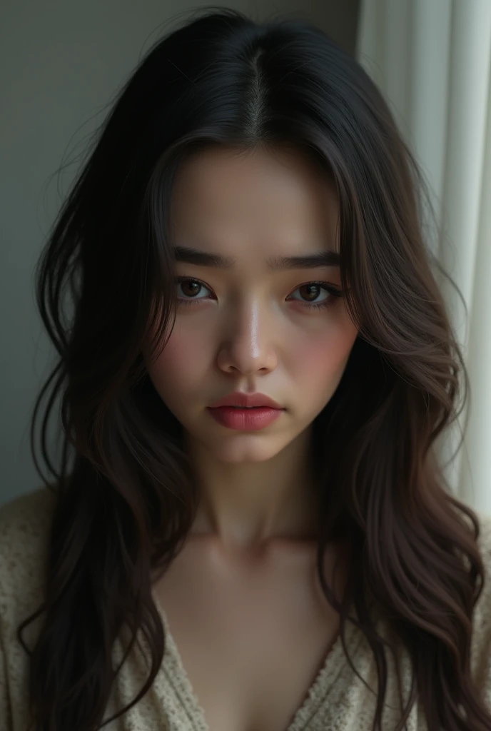 Beautiful sad brunette woman . High quality Ultra realistic - SeaArt AI