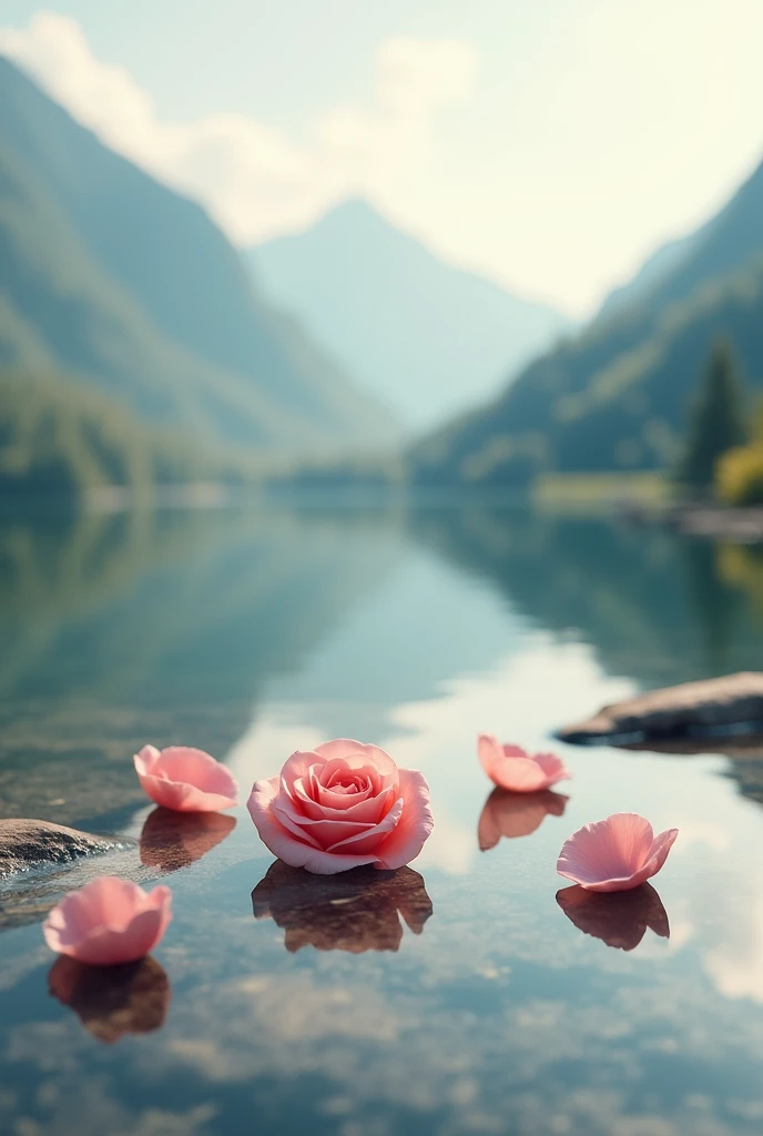 Musky Woody fresh mountain wallpaper with few rose petal - SeaArt AI