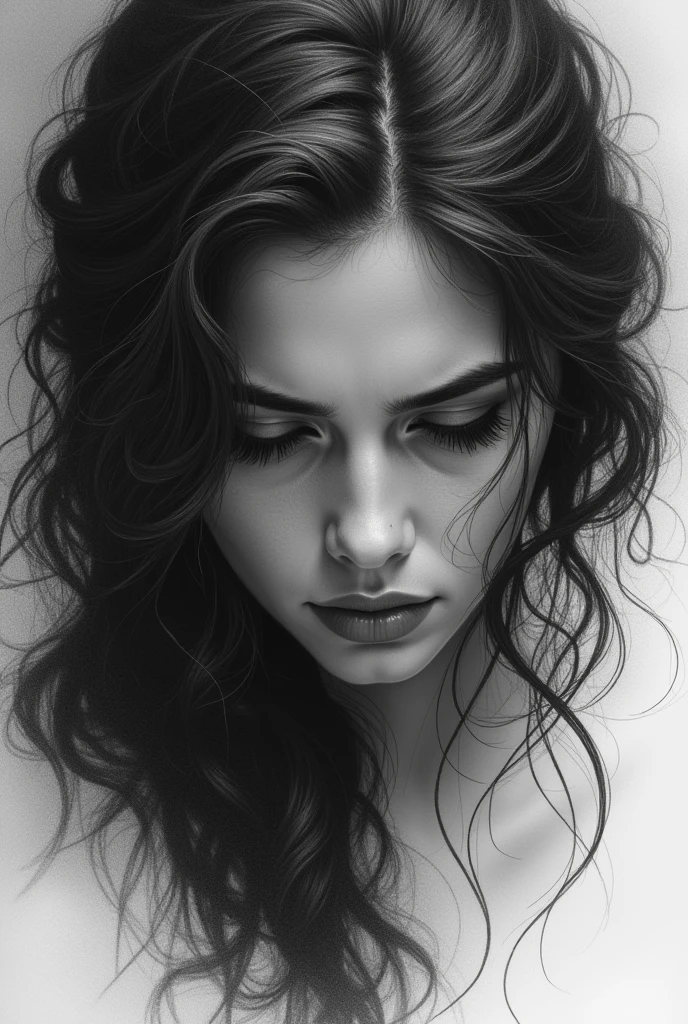 Drawing with graphite technique , De Mujer Triste , apply lights and ...