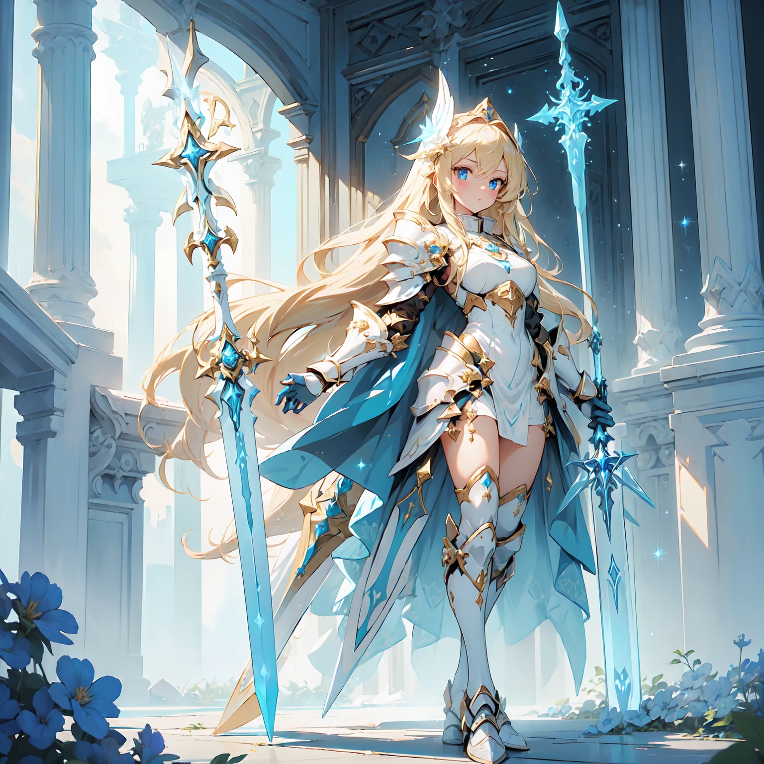 (((Masterpiece, best quality, 16k))) female character with long blonde ...