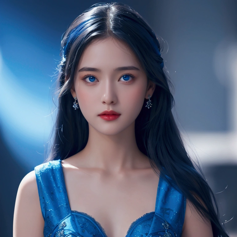 1girl,wearing blue dress,4k,5k,HD, - SeaArt AI
