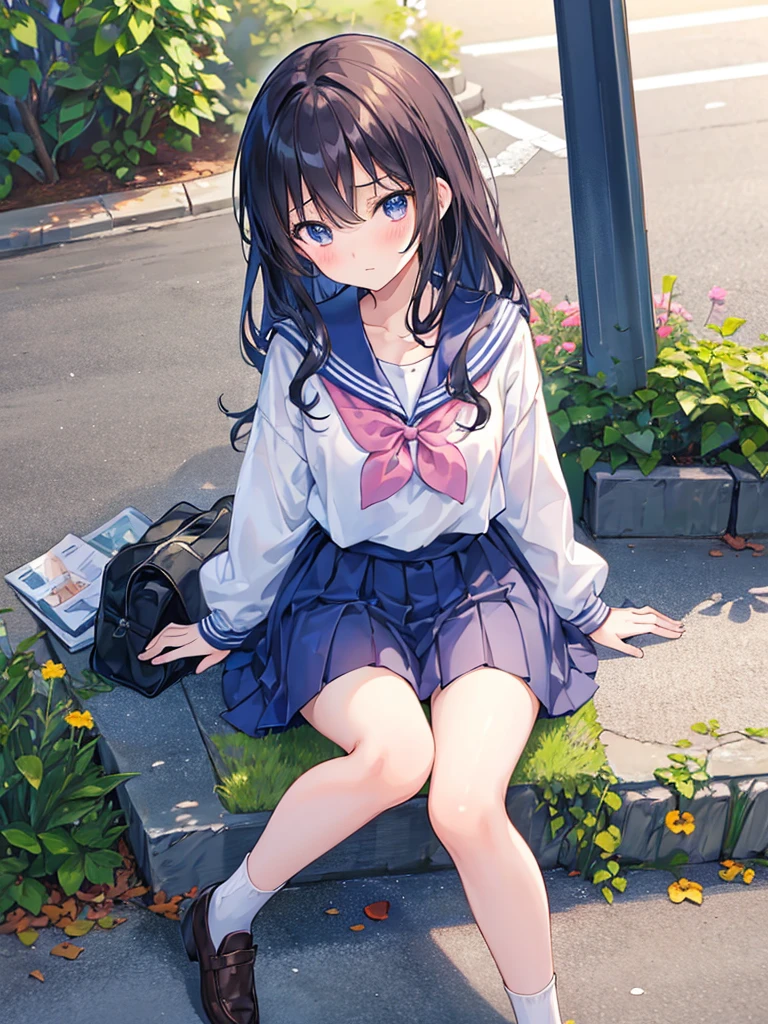 Top-quality、 masterpiece、1girl in、kawaii、hi-school girl、a tumble ...