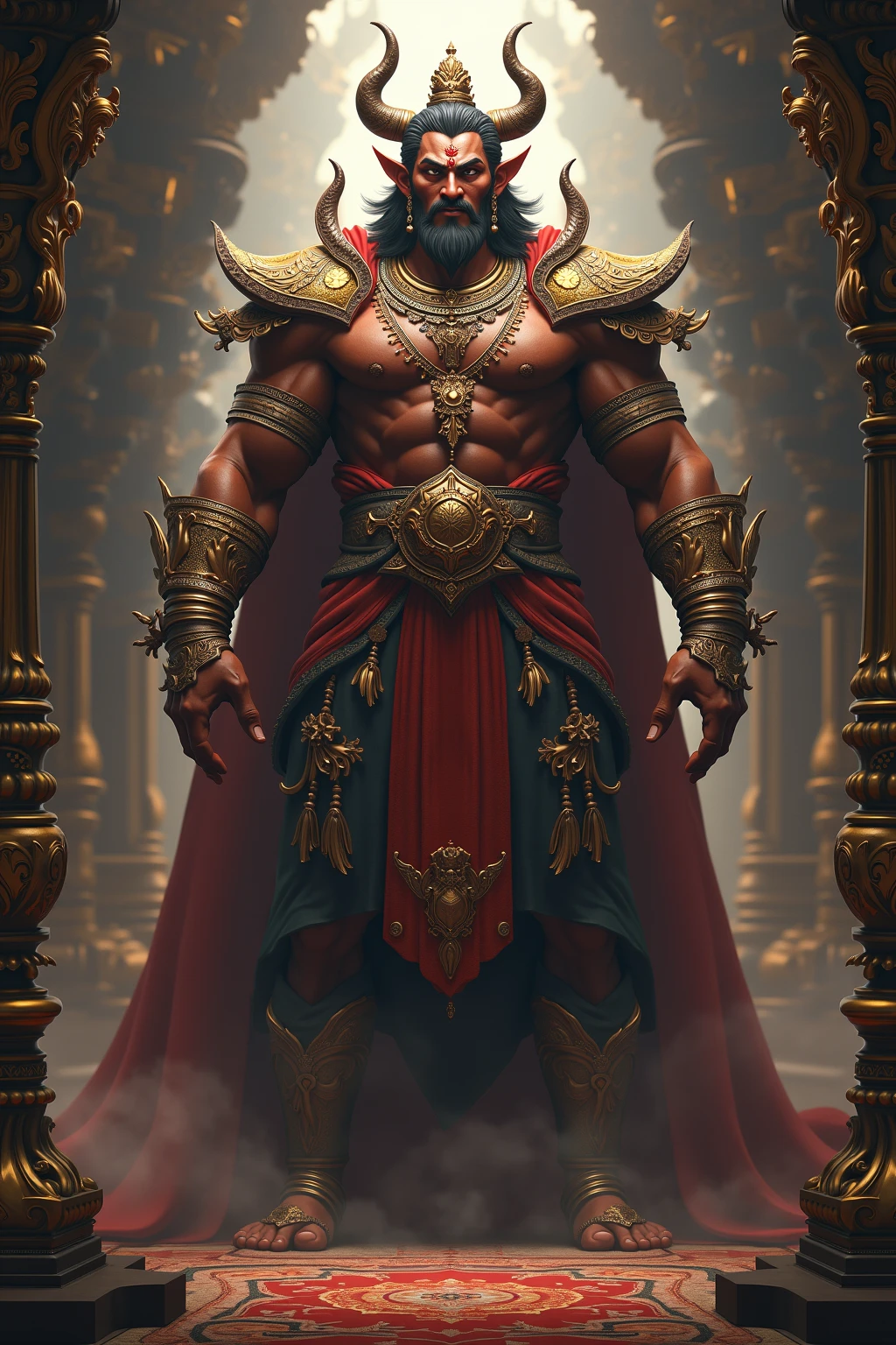 Hiranyakashyapu a royal demon king enemy of lord vishnu - SeaArt AI