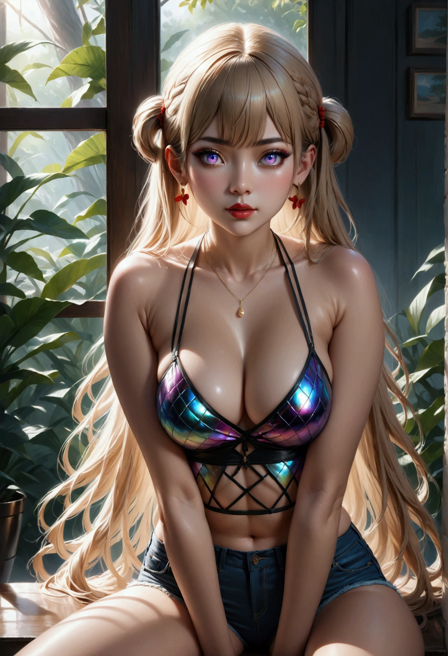 1youngwoman,mahiru shiina,Long smooth straight light golden hair - SeaArt AI