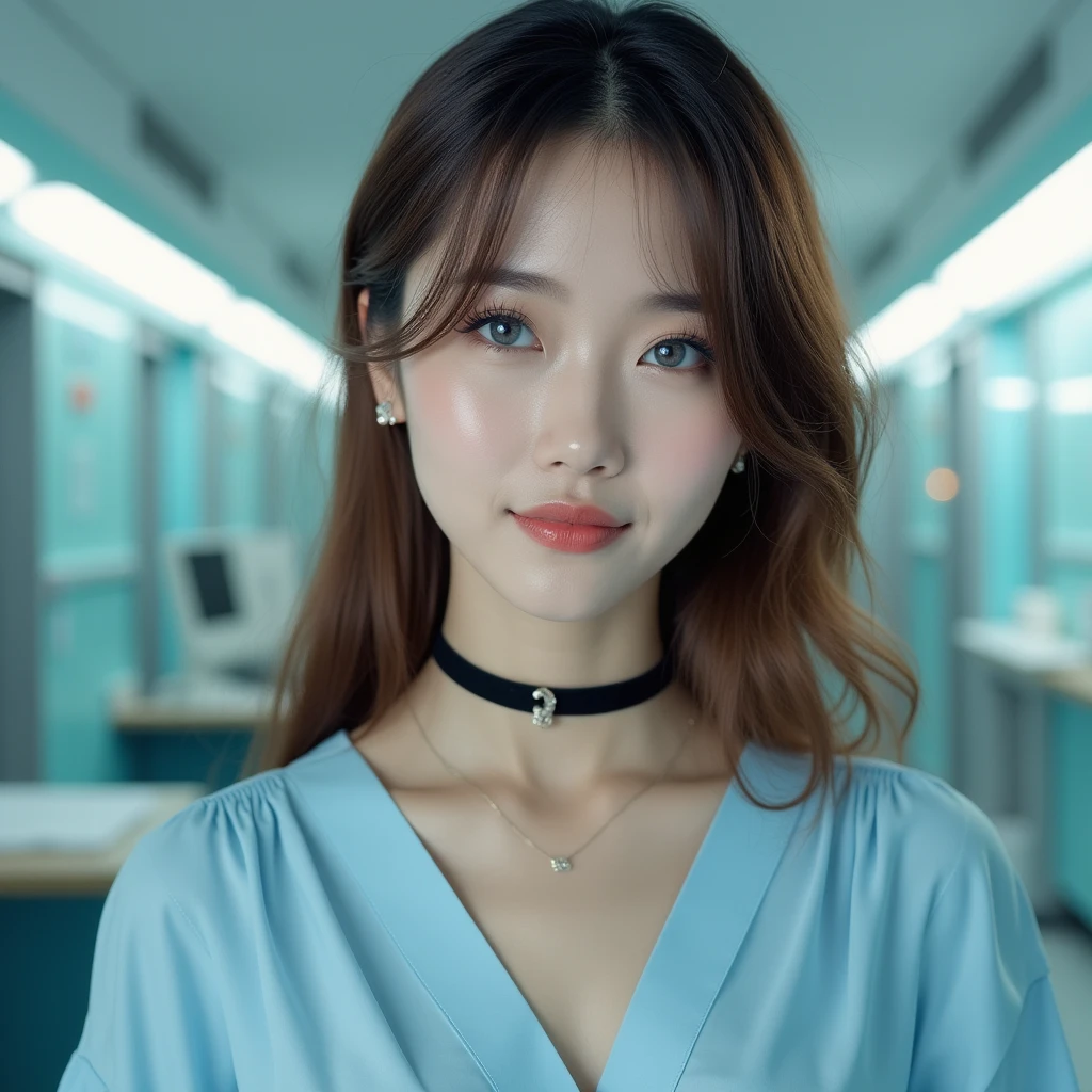 Best Quality、masterpiece、SF, surreal, Solo Photo、( Light Blue Blouse - SeaArt AI