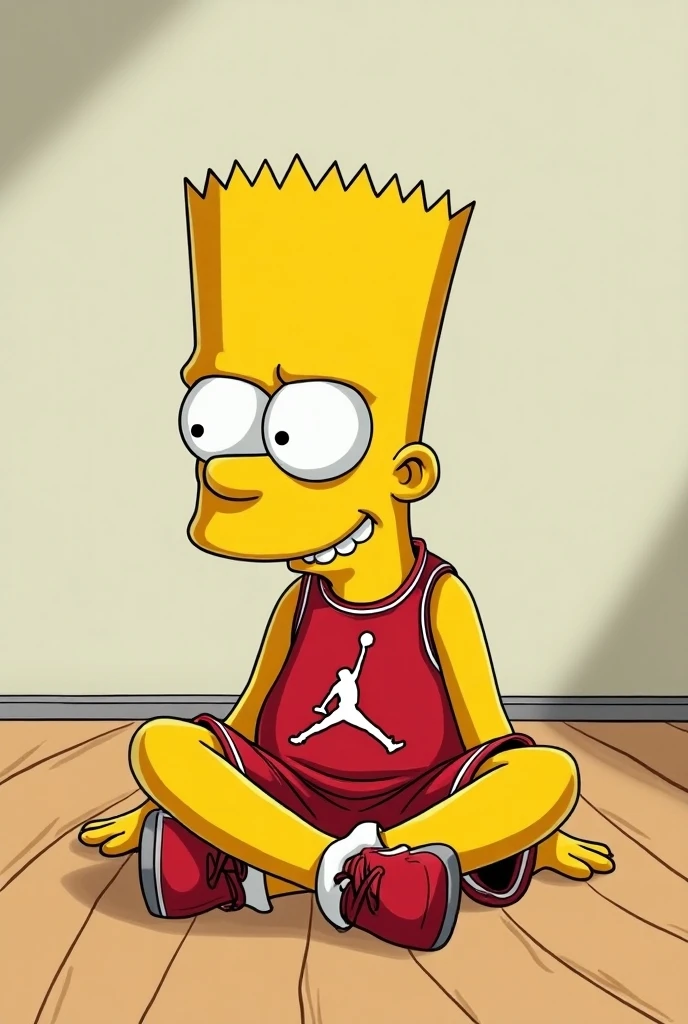 Bart Simpson wearing Jordan clothes sitting on the floor - SeaArt AI