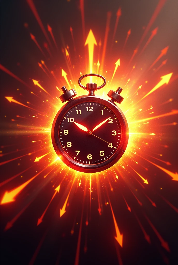 A stopwatch with glowing hands and a burst of fiery light, surrounded by sharp - SeaArt AI