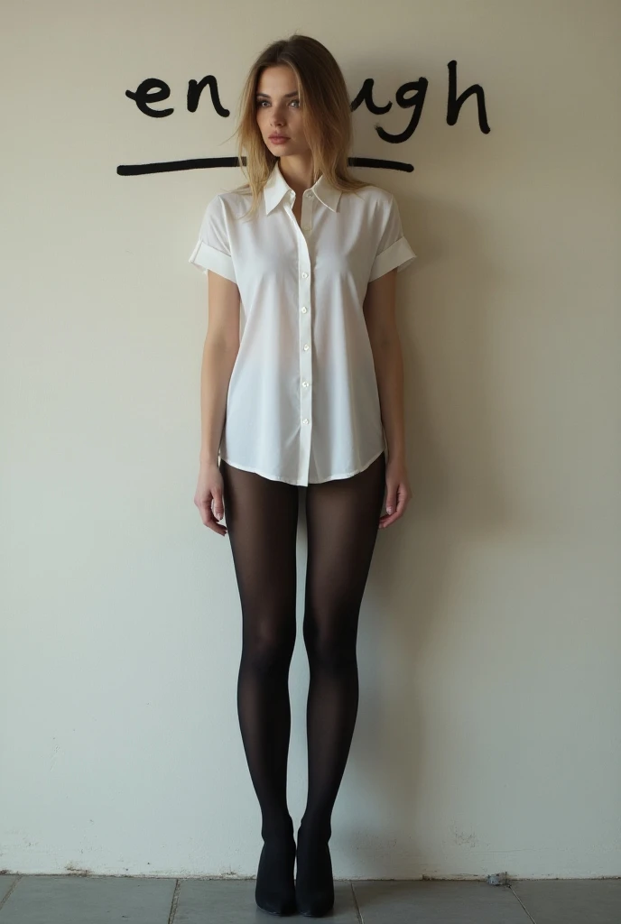 A very beautiful and attractive girl wearing tight tights and a short ...