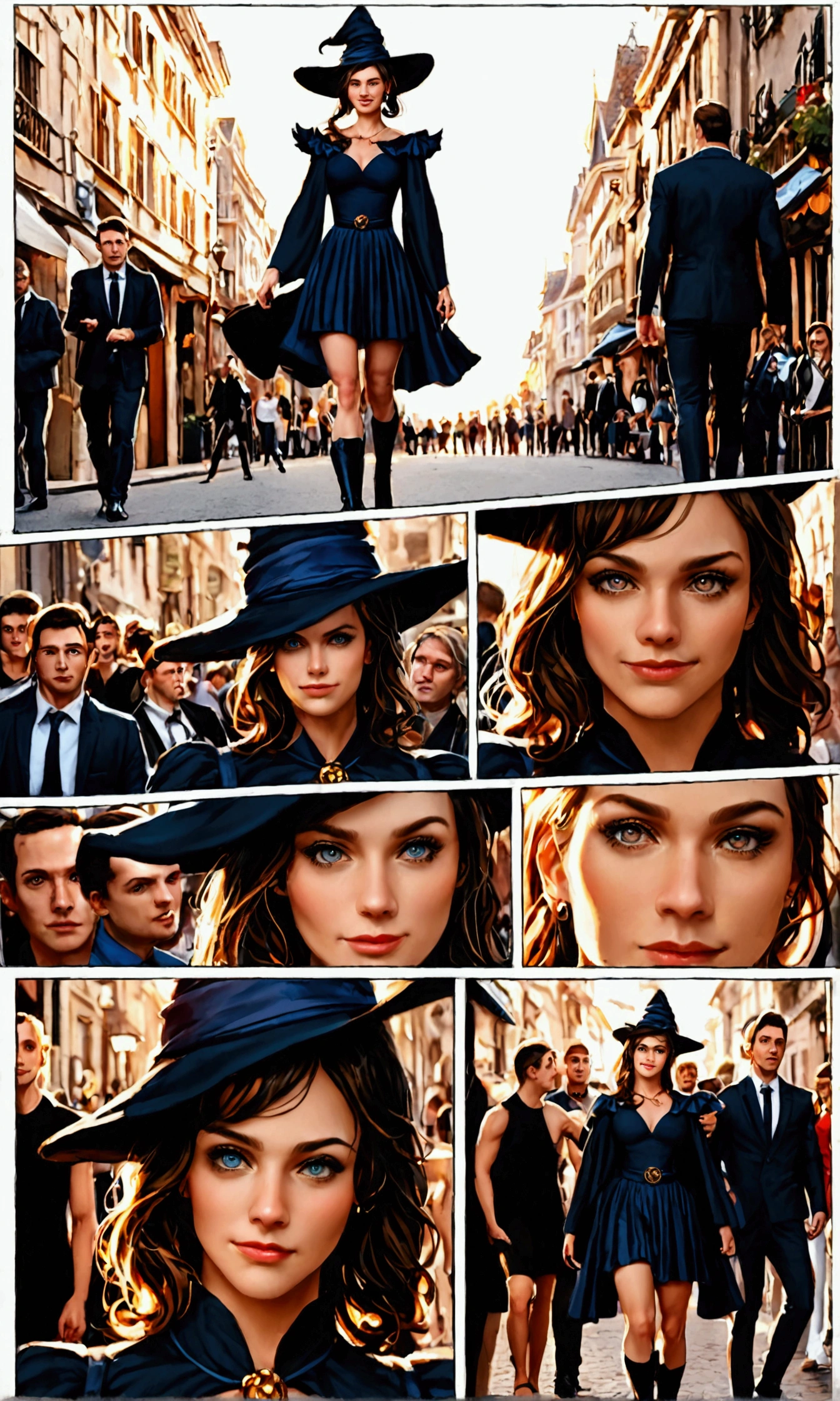 A beautiful girl in a sexy mini skirt outfit, outlandish comic theming ...