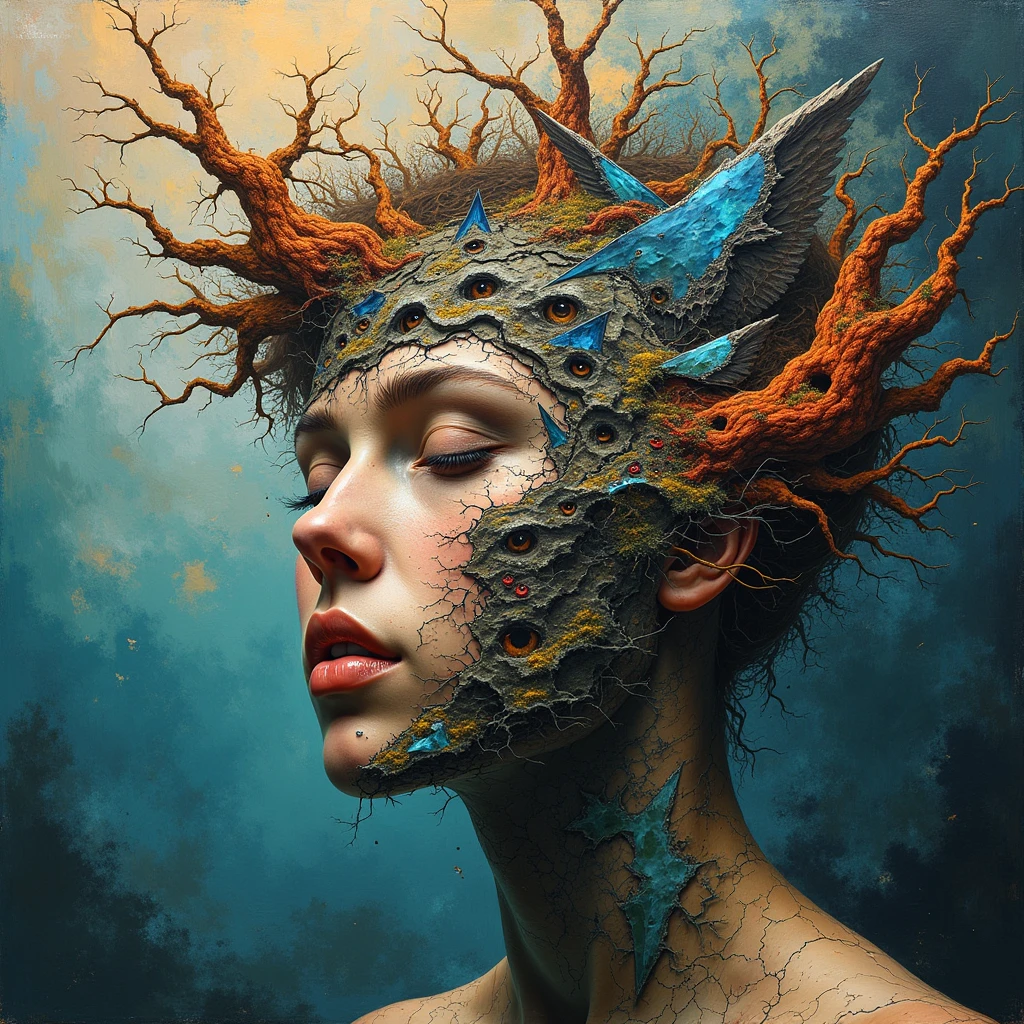 "A deeply surrealistic and intricate artwork inspired by the concept of ...
