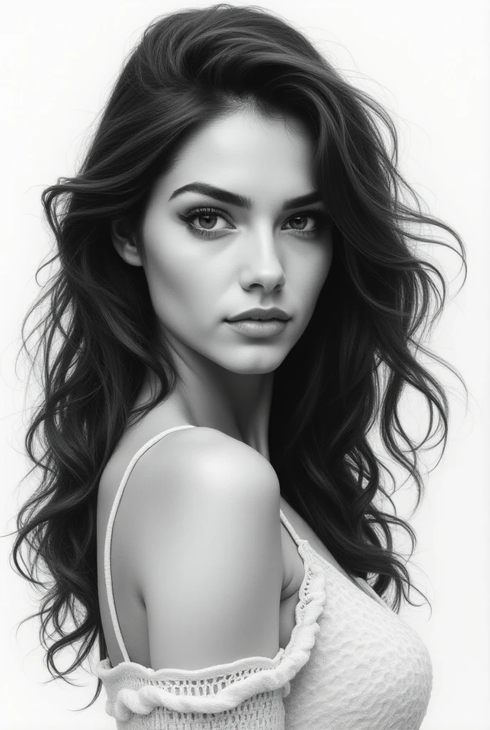 Black and white pencil drawing of beautiful girl, Latin factions ...